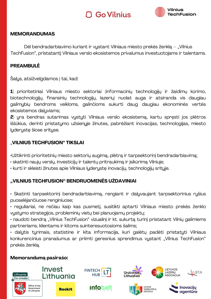 Vilniaus technologijų ekosistema | Vilnius TechFusion